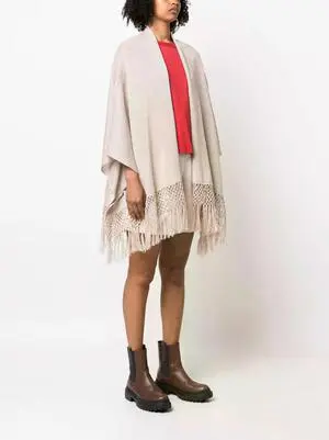 Brunello Cucinelli Fringed Linen Poncho