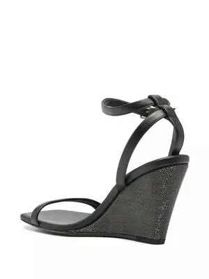 Brunello Cucinelli 90mm Leather Wedge Sandals