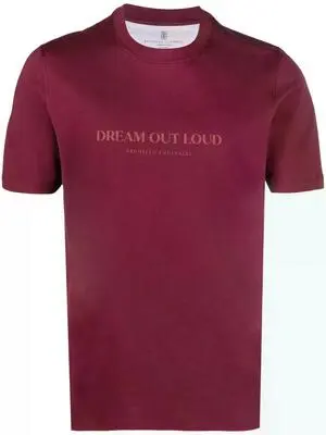 Brunello Cucinelli Slogan-print Cotton T-shirt - Red