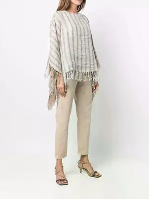 Brunello Cucinelli Striped Tassel-trim Poncho