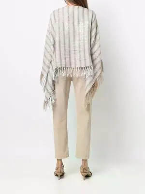 Brunello Cucinelli Striped Tassel-trim Poncho