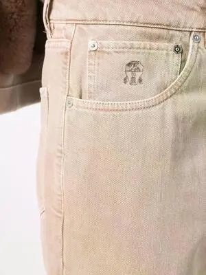 Brunello Cucinelli Embroidered Logo Straight Jeans