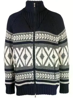 Brunello Cucinelli Argyle-check Zipped Cashmere Cardigan