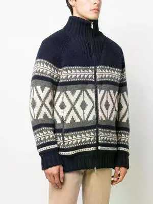 Brunello Cucinelli Argyle-check Zipped Cashmere Cardigan