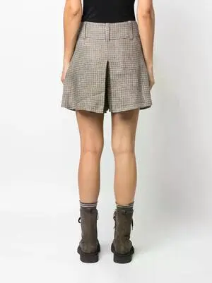 Brunello Cucinelli Houndstooth Linen-blend Skort
