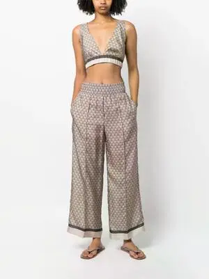 Brunello Cucinelli Printed Cropped Wide-leg Trousers