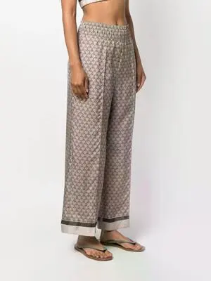 Brunello Cucinelli Printed Cropped Wide-leg Trousers