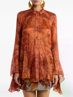 Etro Floral-print Pleated Shirt