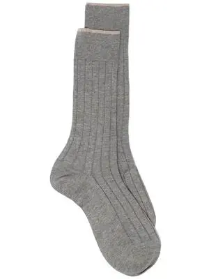 Brunello Cucinelli Ribbed Knit Ankle Socks - Grey