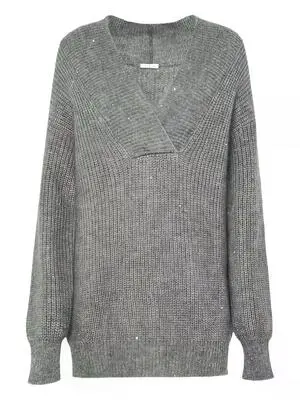 Malo Sequin-embellished V-neck Sweater