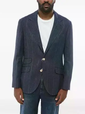 Brunello Cucinelli Single-breasted Linen Blazer - Blue