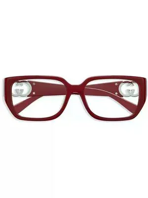 Gucci Rectangle-frame Glasses - Red