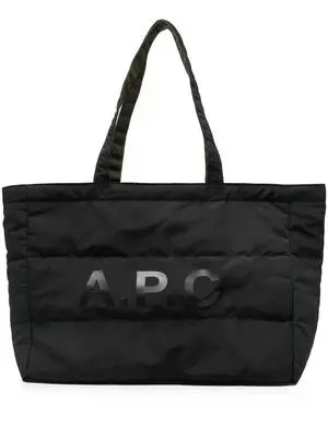 A.p.c. Quilted Logo-print Tote Bag - Black