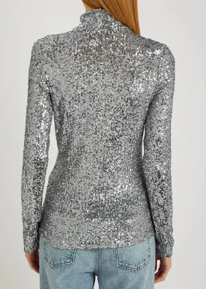 Rabanne Sequin-embellished Mesh Top