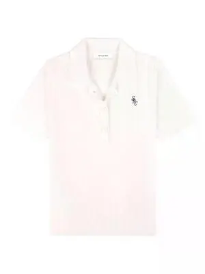 SPORTY & RICH Src Ribbed Logo Polo Top - White