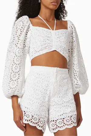 NO PISE LA GRAMA Palma Real Short - White Eyelet