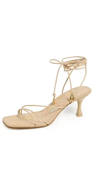 Larroude Nadia Kitten Heel Sandals - Beige