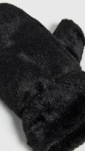 Hat Attack Faux Fur Mittens - Black