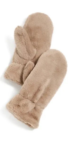 Hat Attack Faux Fur Mittens Taupe