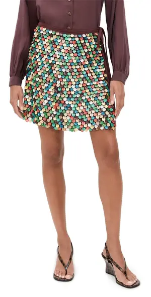 NEVER FULLY DRESSED Multi Shell Mini Wrap Skirt