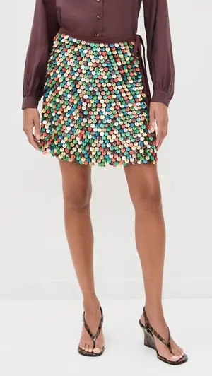 NEVER FULLY DRESSED Multi Shell Mini Wrap Skirt