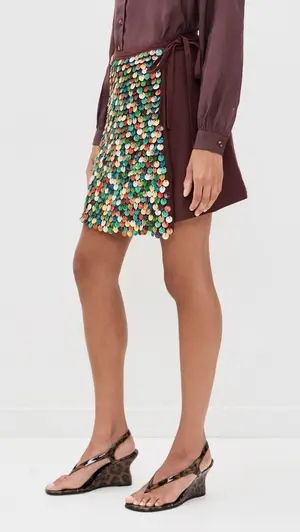 NEVER FULLY DRESSED Multi Shell Mini Wrap Skirt