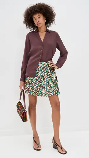 NEVER FULLY DRESSED Multi Shell Mini Wrap Skirt
