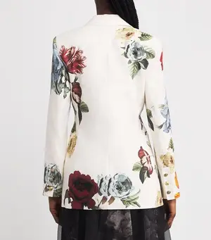 Alice + Olivia Linen-blend Floral Breann Blazer - White