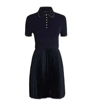 Maje Pleated-skirt Polo Mini Dress