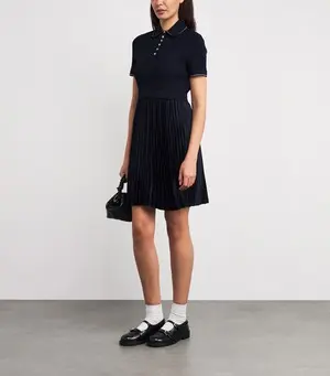 Maje Pleated-skirt Polo Mini Dress