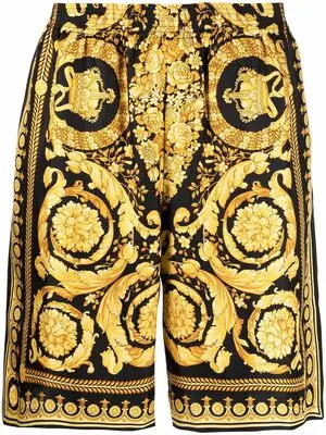 Versace Barocco Print Silk Shorts - Black