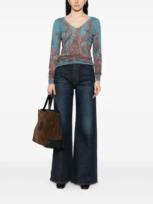 Etro Paisley Print V-neck Sweater
