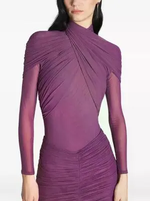 MUGLER Draped High-neck Top