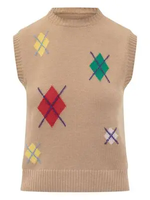 MSGM Diamond Pattern Sleeveless Sweater