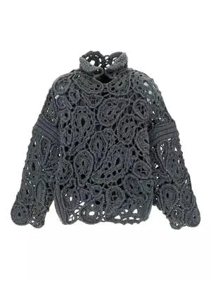 Brunello Cucinelli Crochet-lace High-neck Sweater