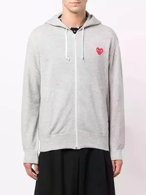 Play Comme Des Garcon Heart Logo Zip-up Hoodie