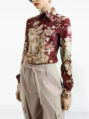 Dolce & Gabbana Rose-print Charmeuse Shirt - Red