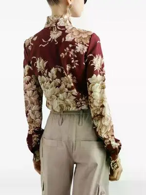 Dolce & Gabbana Rose-print Charmeuse Shirt - Red