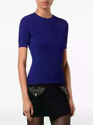 Versace Textured-knit Short-sleeve Top