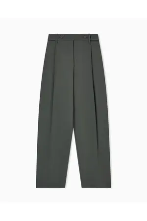 Emporio Armani Virgin Wool Barathea Trousers With Belt