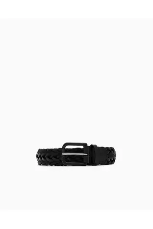 Giorgio Armani Braided Nappa Leather Belt Black