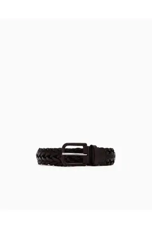 Giorgio Armani Braided Nappa Leather Belt Natural