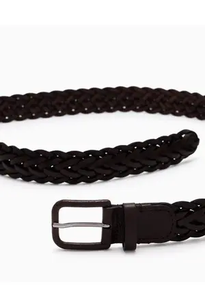 Giorgio Armani Braided Nappa Leather Belt - Natural