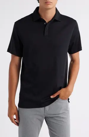 Robert Barakett Georgia Solid Pima Cotton Polo - Black