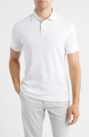 Robert Barakett Georgia Solid Pima Cotton Polo - White