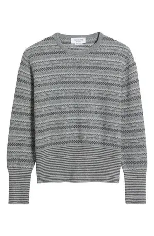 Thom Browne Fair Isle Float Jacquard Cashmere Sweater - Light Grey