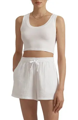 FAVORITE DAUGHTER Ribbed Crop Top - White