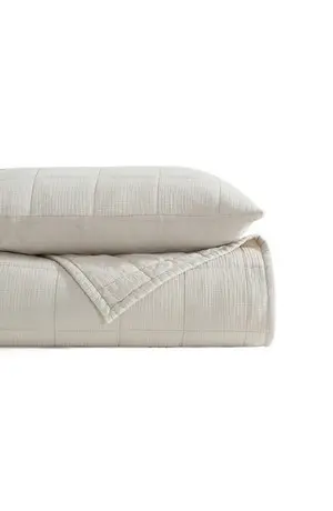Calvin Klein Quilted Cotton Gauze Quilt & Pillow Sham Set - Light Beige