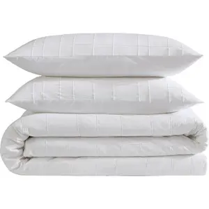 Calvin Klein Puckered Grid Duvet Cover & Shams Set - White
