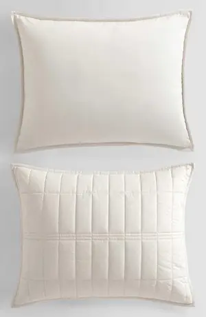 Calvin Klein Washed Percale Quilt & Shams Set - Light Beige